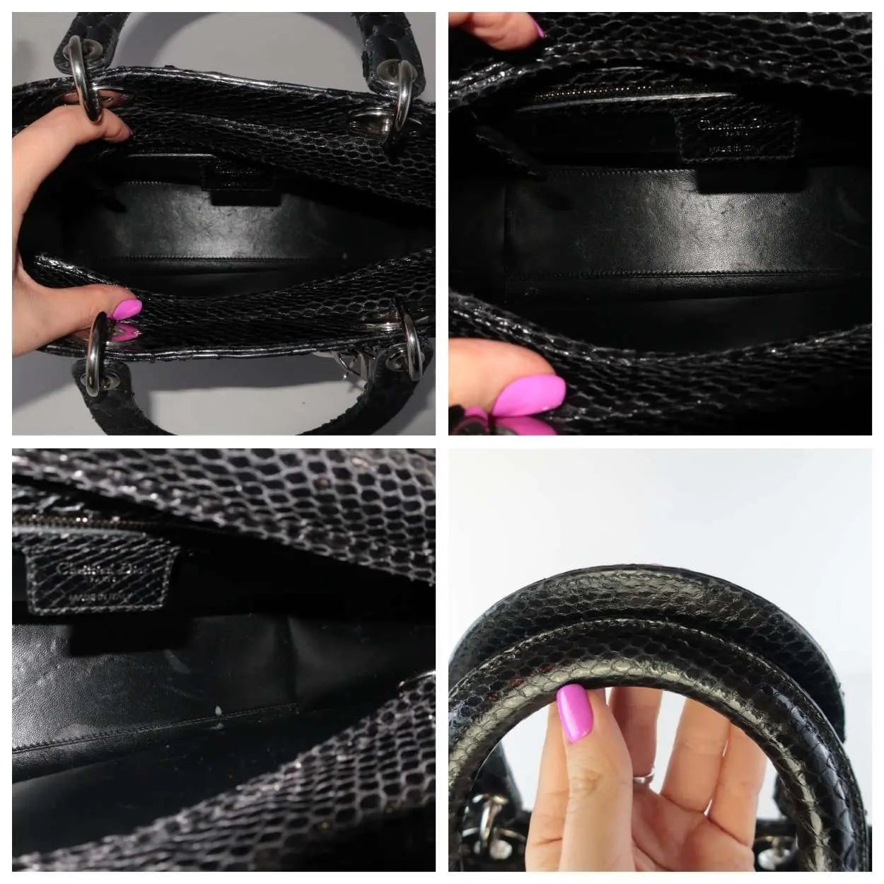 Christian Dior Black Python Large Lady Dior Bag – Bagaholic