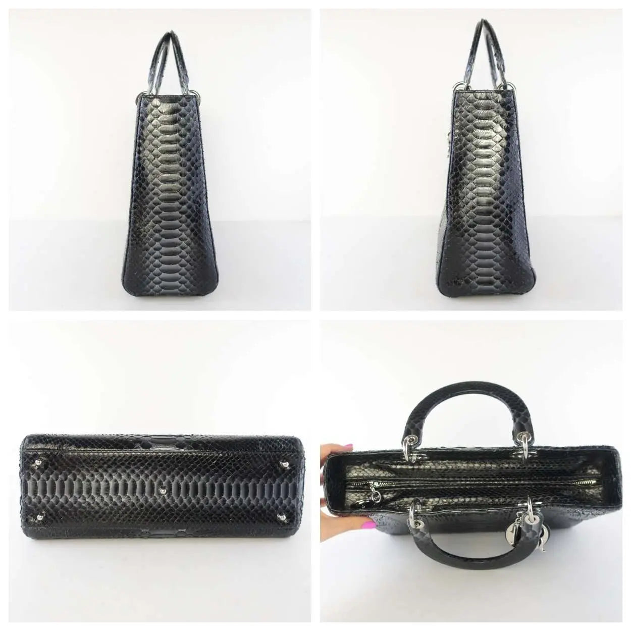 Christian Dior Black Python Large Lady Dior Bag – Bagaholic