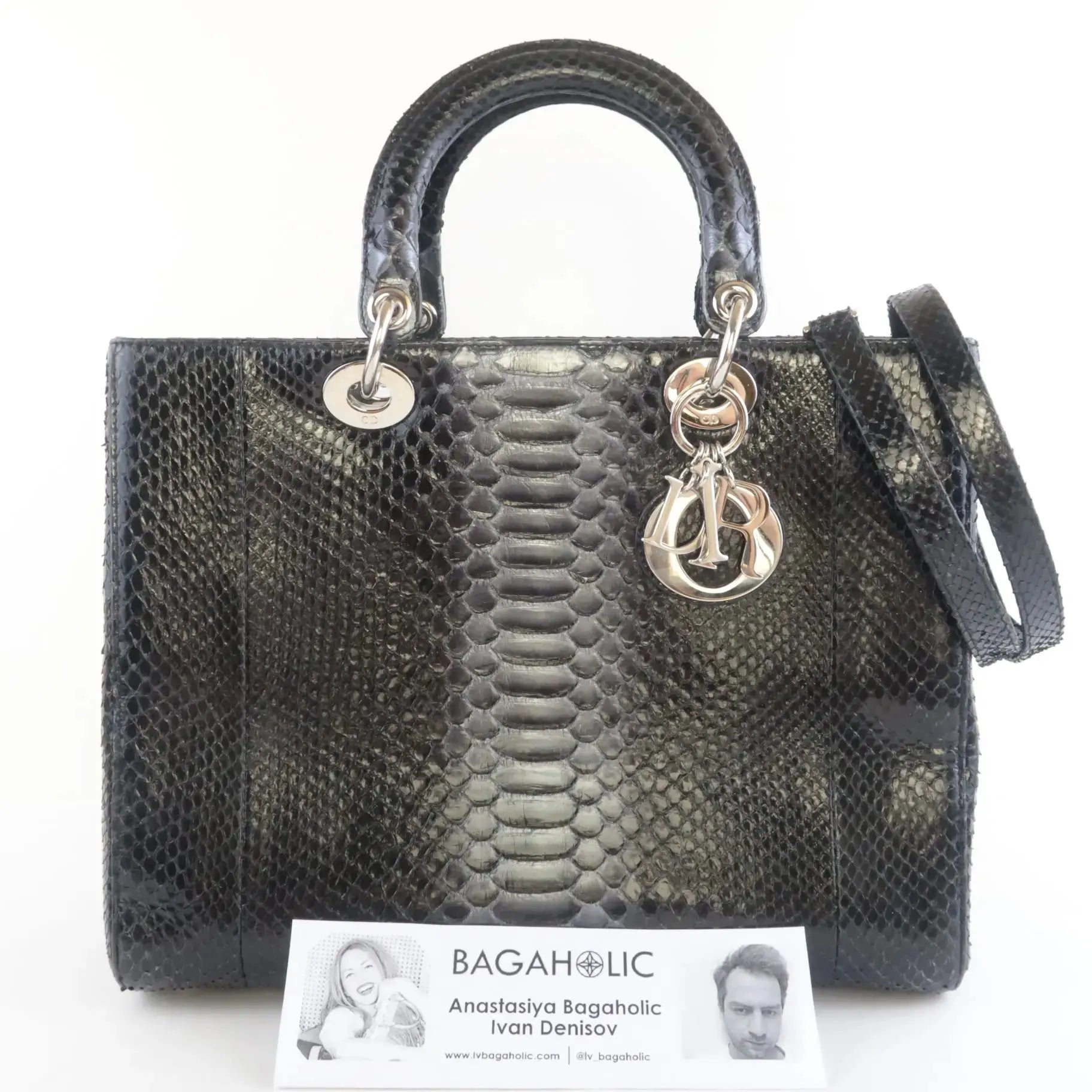 Christian Dior Black Python Large Lady Dior Bag – Bagaholic