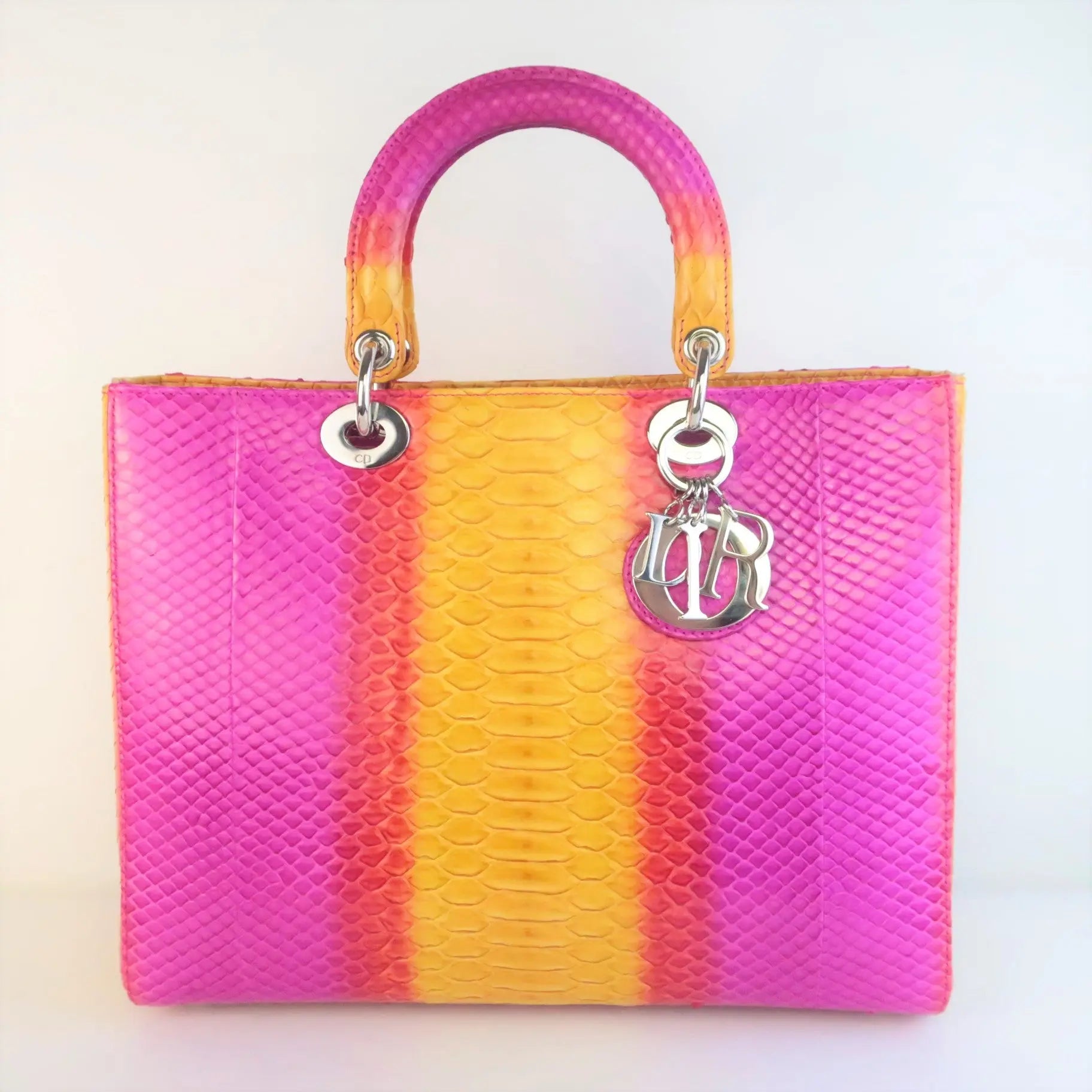 Dior Limited Edition Pink Python Lady Dior Large Shoulder Bag – Bagaholic