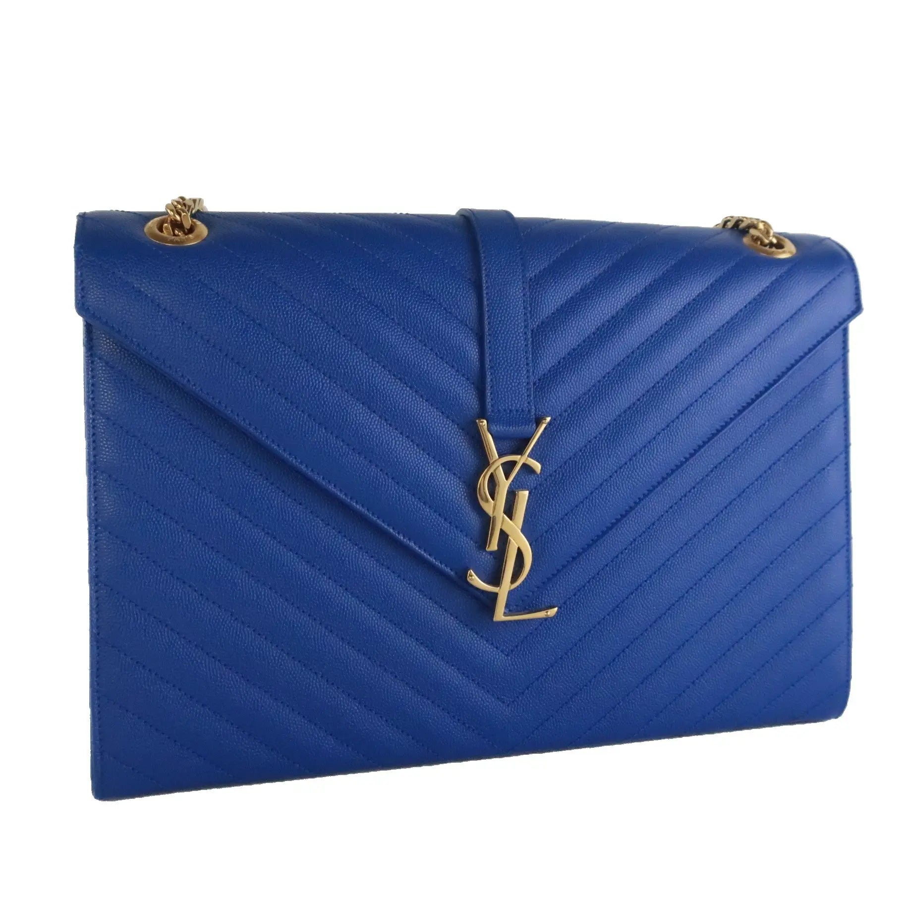 YSL Saint Laurent Blue Caviar Large Envelope Bag – Bagaholic